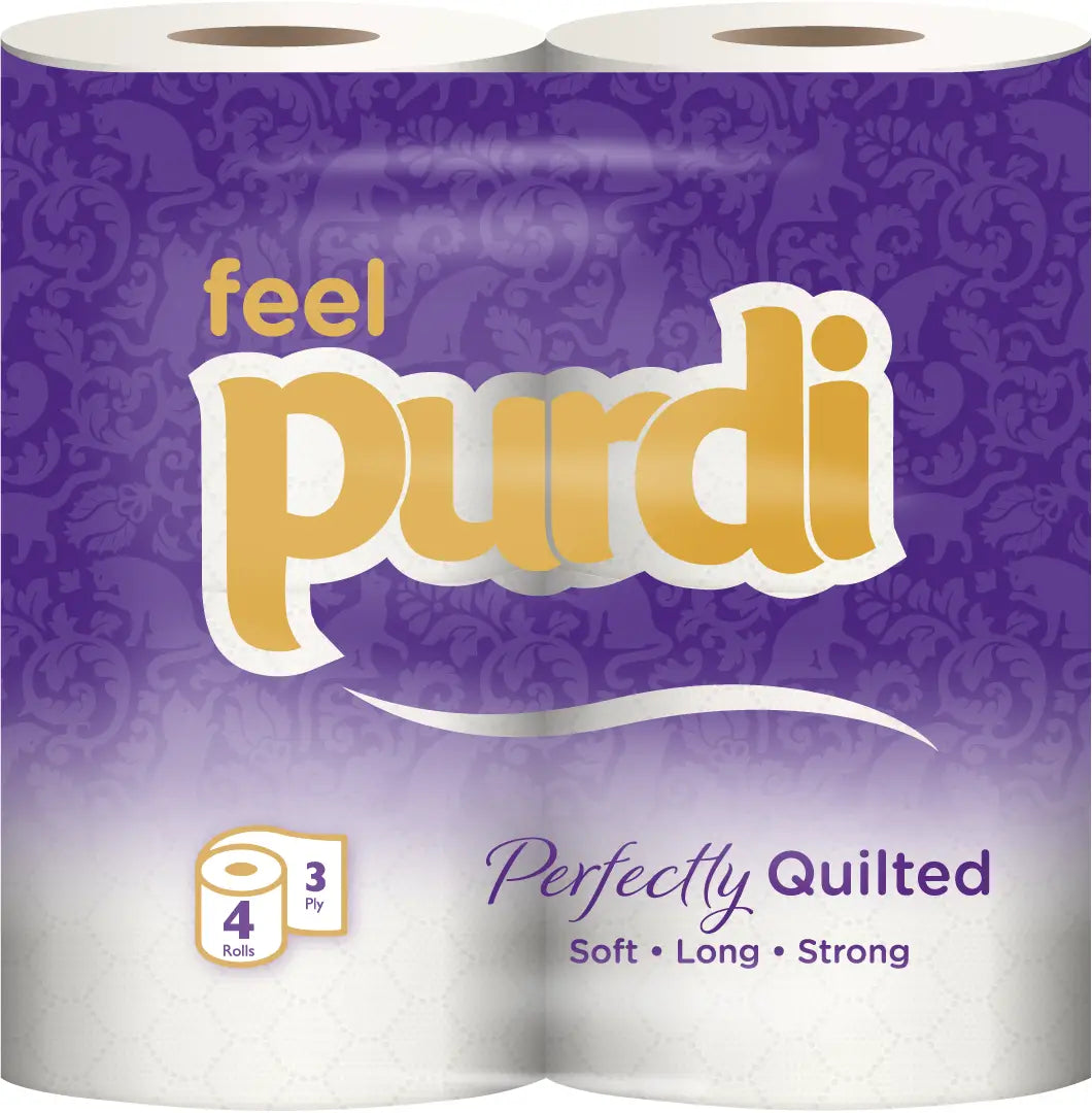 Purdi 3 ply Toilet Tissue Conventional Rolls Made in the UK Case of 40 ...